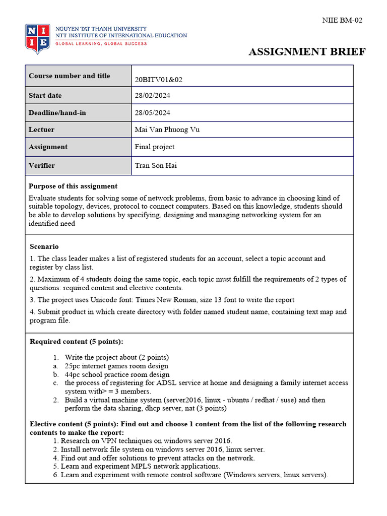 Networking Project Assignment Brief | PDF | Computer Network | Internet