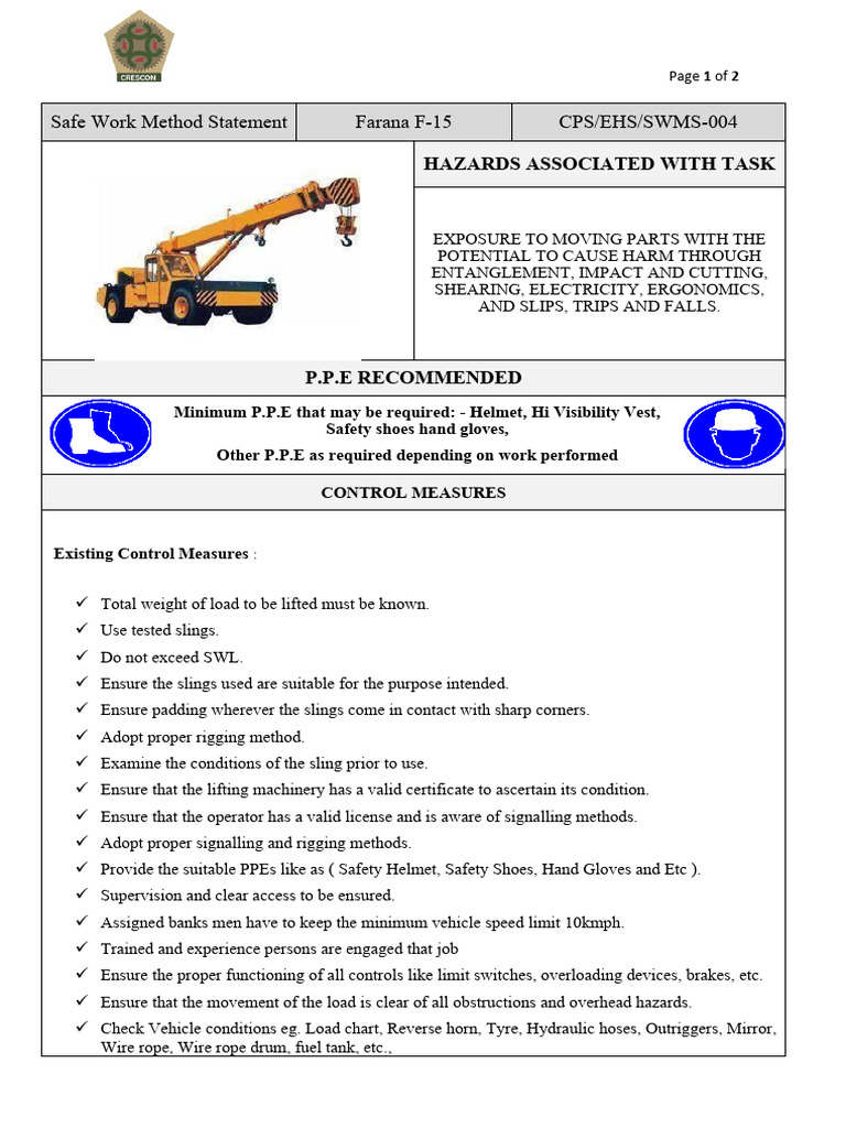 Lifting Swms For STT Kolkata Dc-02 | PDF | Vehicles | Manufactured Goods