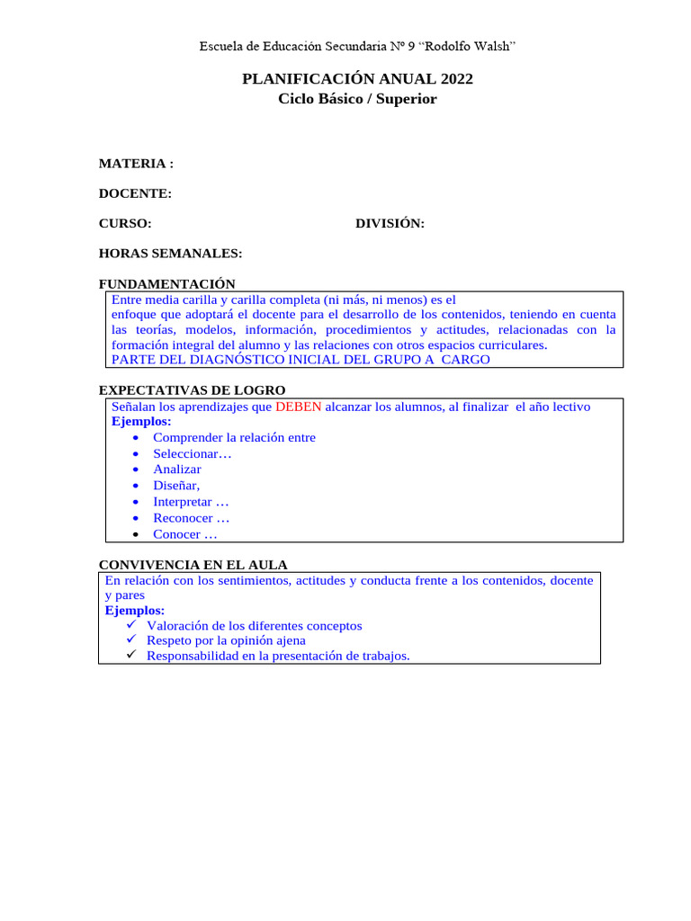 Modelo Planificación | PDF | Evaluación | Maestros