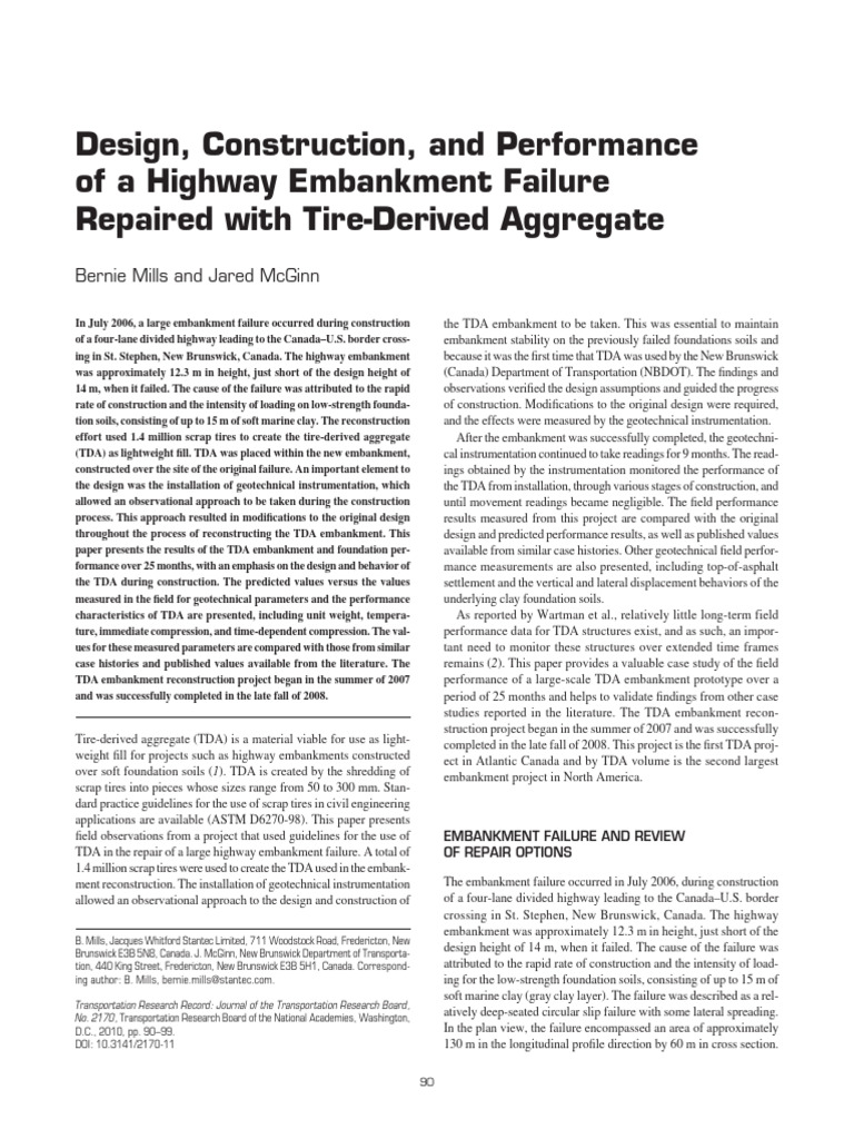 TRR Design, Construction, and Performance of A Highway Embankment ...