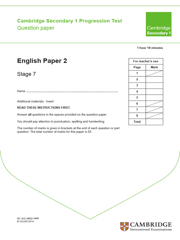 English P2 Questions | PDF