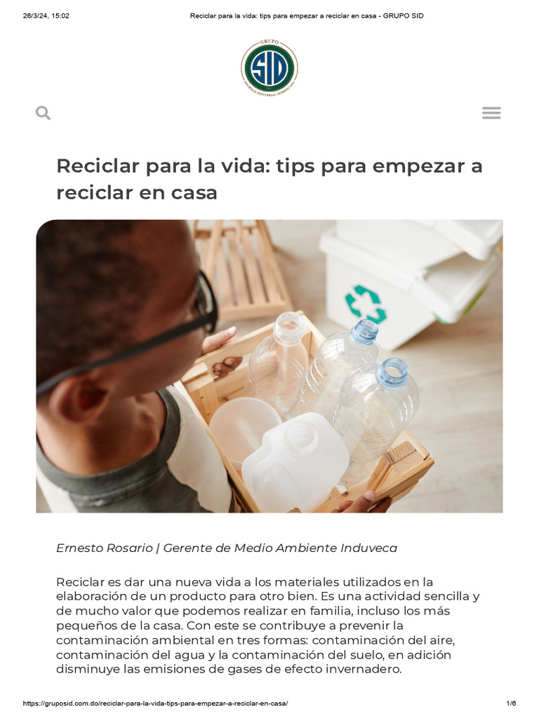 Reciclar para La Vida - Tips para Empezar A Reciclar en Casa - GRUPO SID | PDF | Reciclaje ...