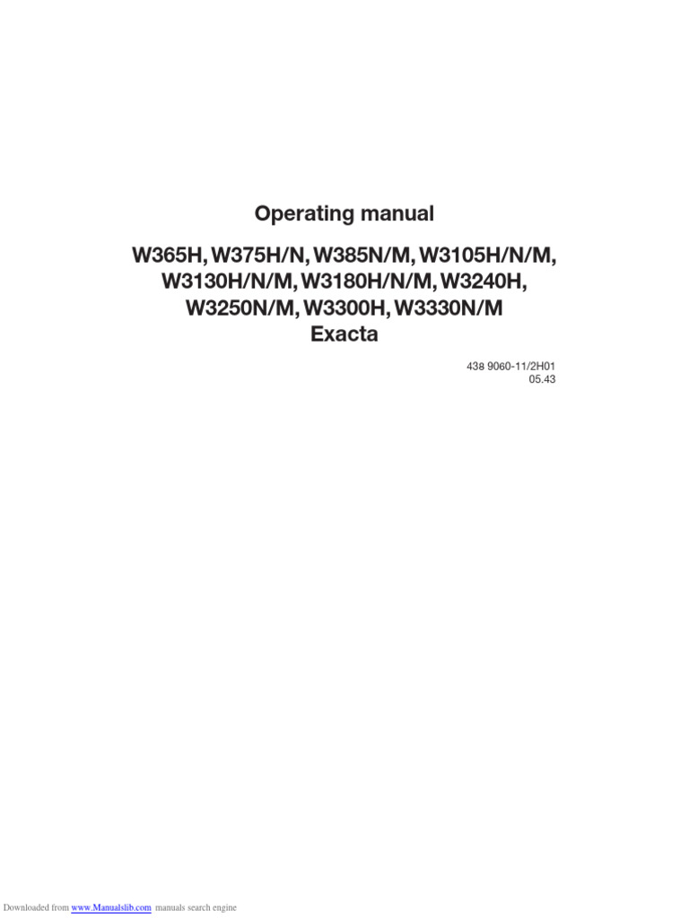 Operating Manual W365H, W375H/N, W385N/M, W3105H/N/M, W3130H/N/M ...