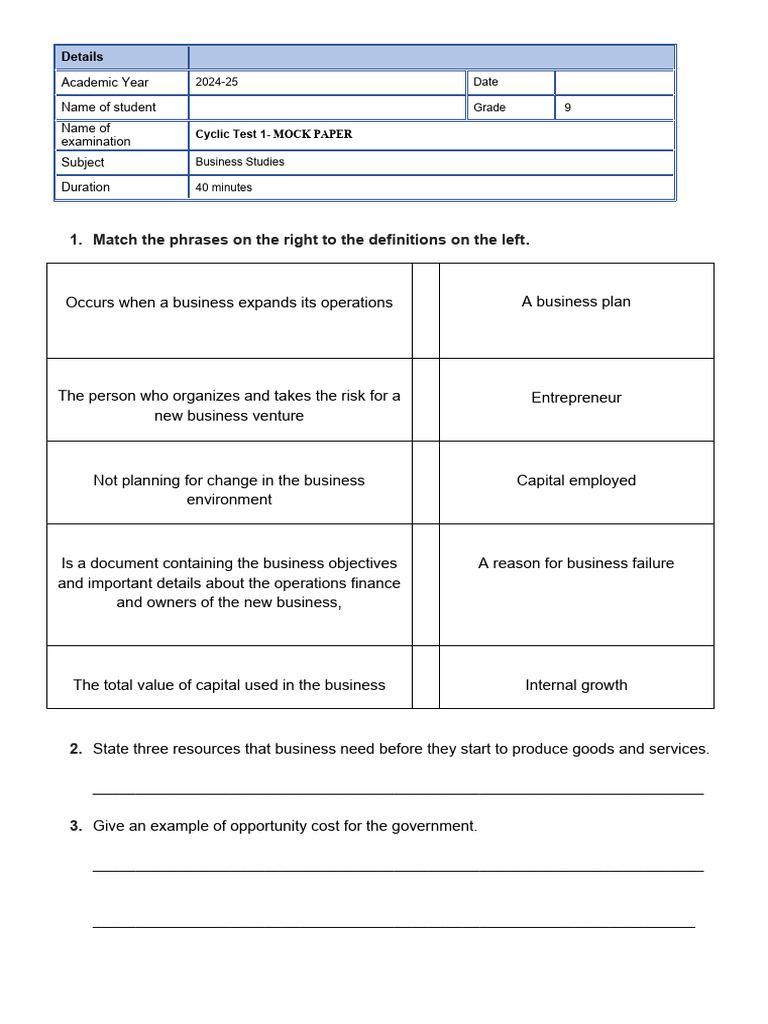 g9 Bs Ct1 Mock & Anskey 24 | PDF | Business | Entrepreneurship