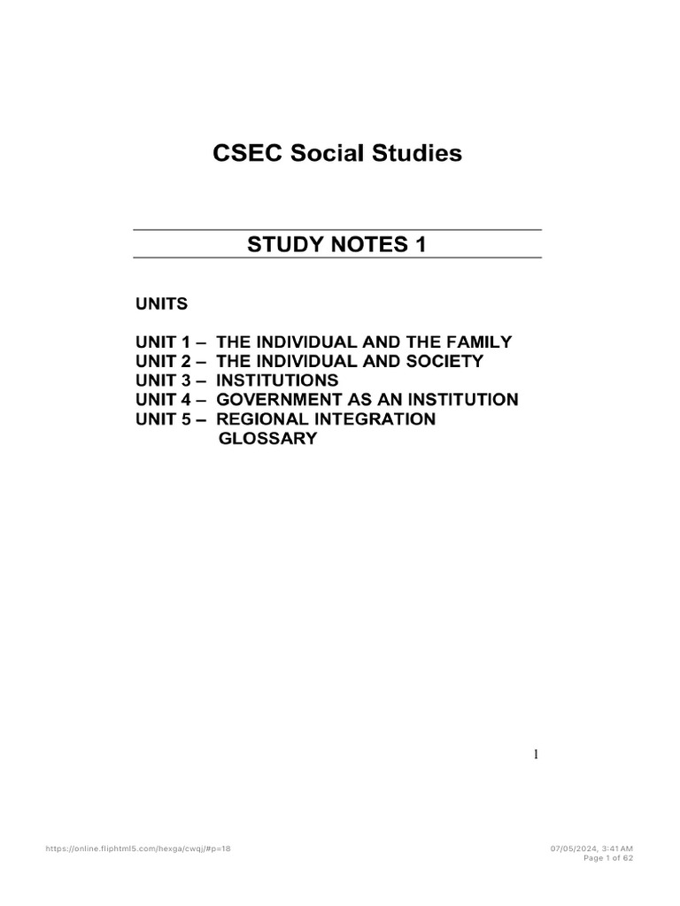 CSEC Social Studies Study Notes 1 | PDF