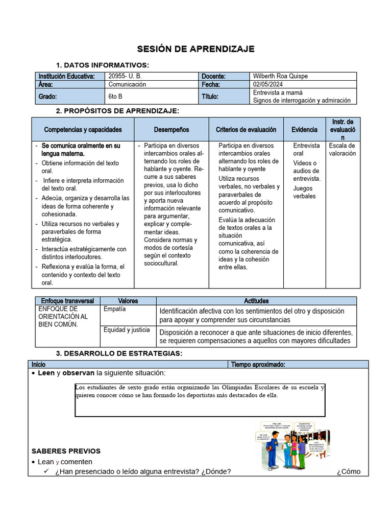 Sesión de Aprendizaje | PDF | Evaluación | Aprendizaje