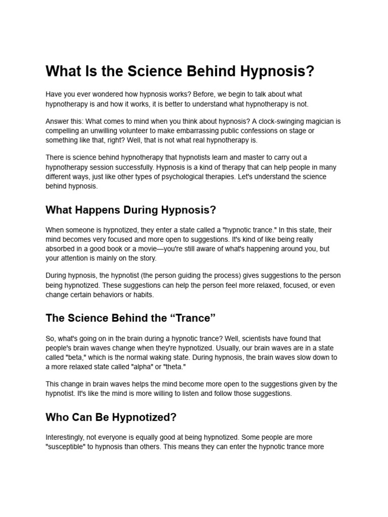 What Is The Science Behind Hypnosis PDF | PDF | Hypnosis | Hypnotherapy