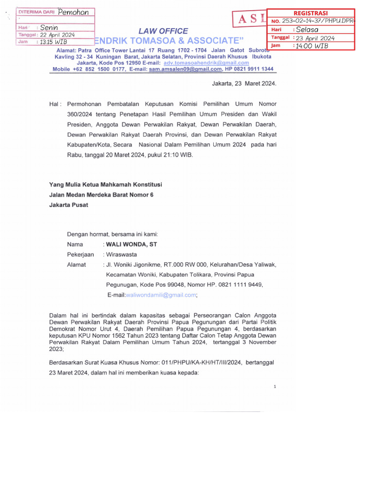 Permohonan DiRegistrasi 3746 4226 253-02!14!37 Permohonan 3746 3975 PERMOHONAN AWAL (ASLI) | PDF