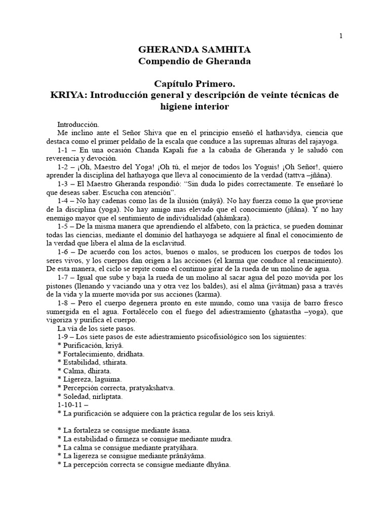 Técnicas de Higiene en Gheranda Samhita | PDF | Mantra | Shiva