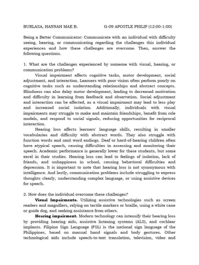 Miracle Worker Reflection | PDF | Visual Impairment | Hearing Loss