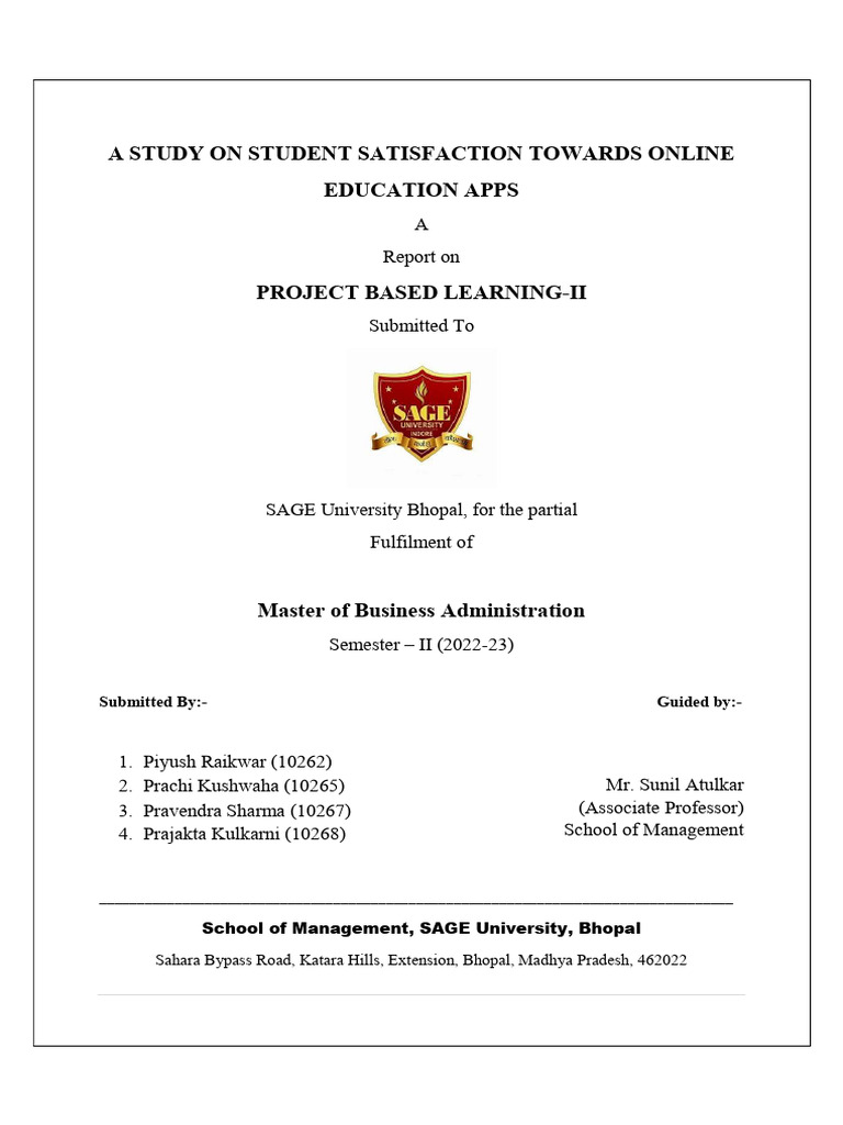 Student Satisfaction with Online Education Apps | PDF | Educational ...