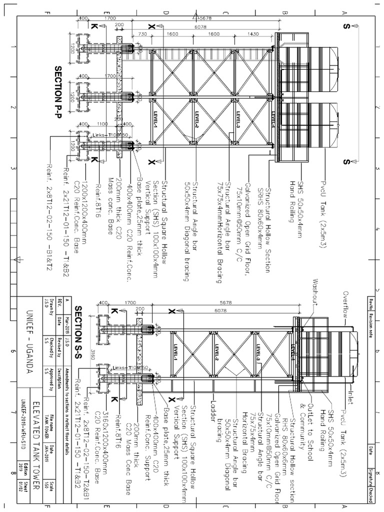 Elevated Water Tank Drawings - REV01 | PDF