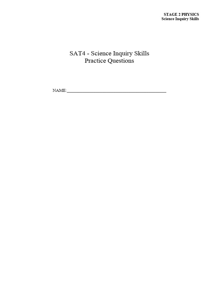 Science Inquiry Skills Booklet Solutions | PDF | Deformation ...
