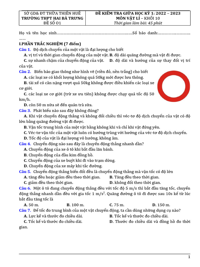 22. TUYỂN CHỌN CÁC ĐỀ KIỂM TRA GK1 HS | PDF