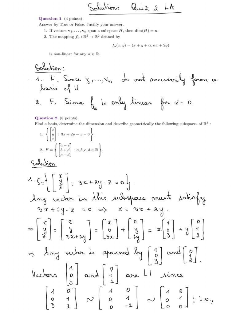 Solutions Quiz 2 S3 | PDF