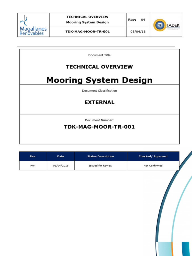 Mooring Design Report | PDF | Drag (Physics) | Anchor