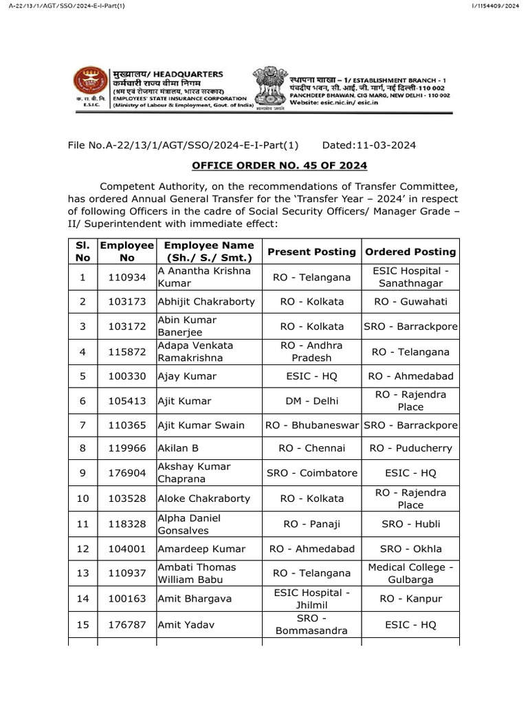 Office Order No. 45 of 2024 | PDF