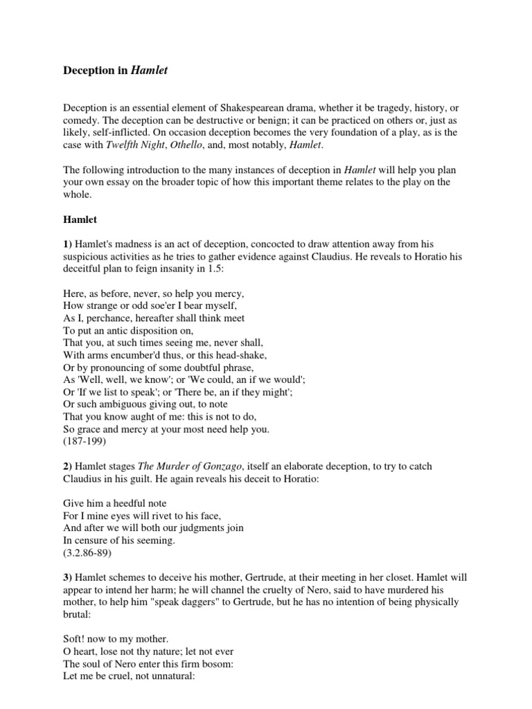 Deception in Hamlet | PDF | Hamlet | Plays Based On European Myths And ...