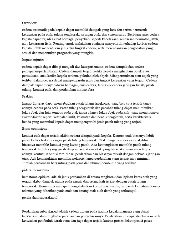 Cedera Kepala: Jenis dan Dampaknya | PDF