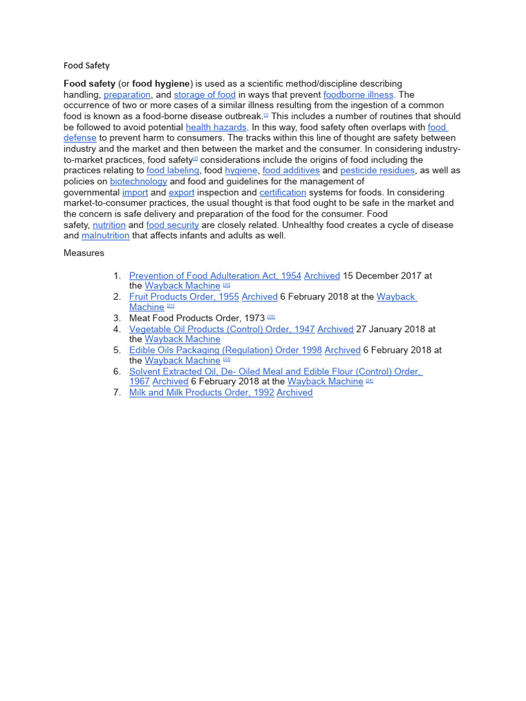 Food Safety | PDF