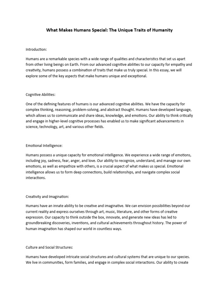 What Makes Human Special | PDF | Human | Empathy