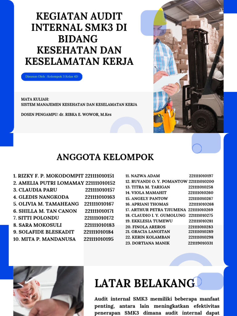 4D - Kelompok 3 - Kegiatan Audit Internal SMK3 Di Bidang K3 - 20240512 ...