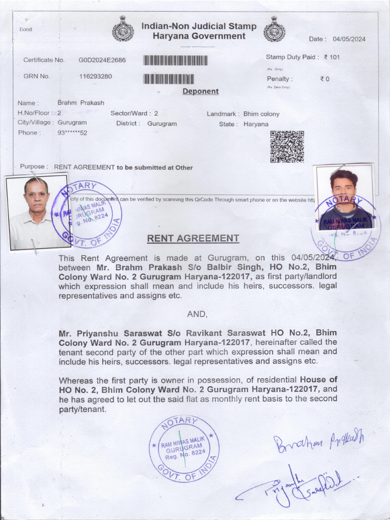 Colony Ward No. 2 Gurugram Haryana-122017, Hereinafter Cailed The | PDF ...