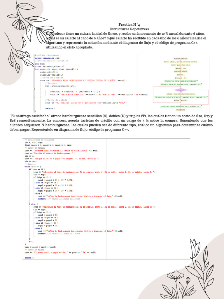 Practica N'4 Estructuras Repetitivas Un Profesor Tiene Un Salario Inicial de $1500, y Recibe Un ...