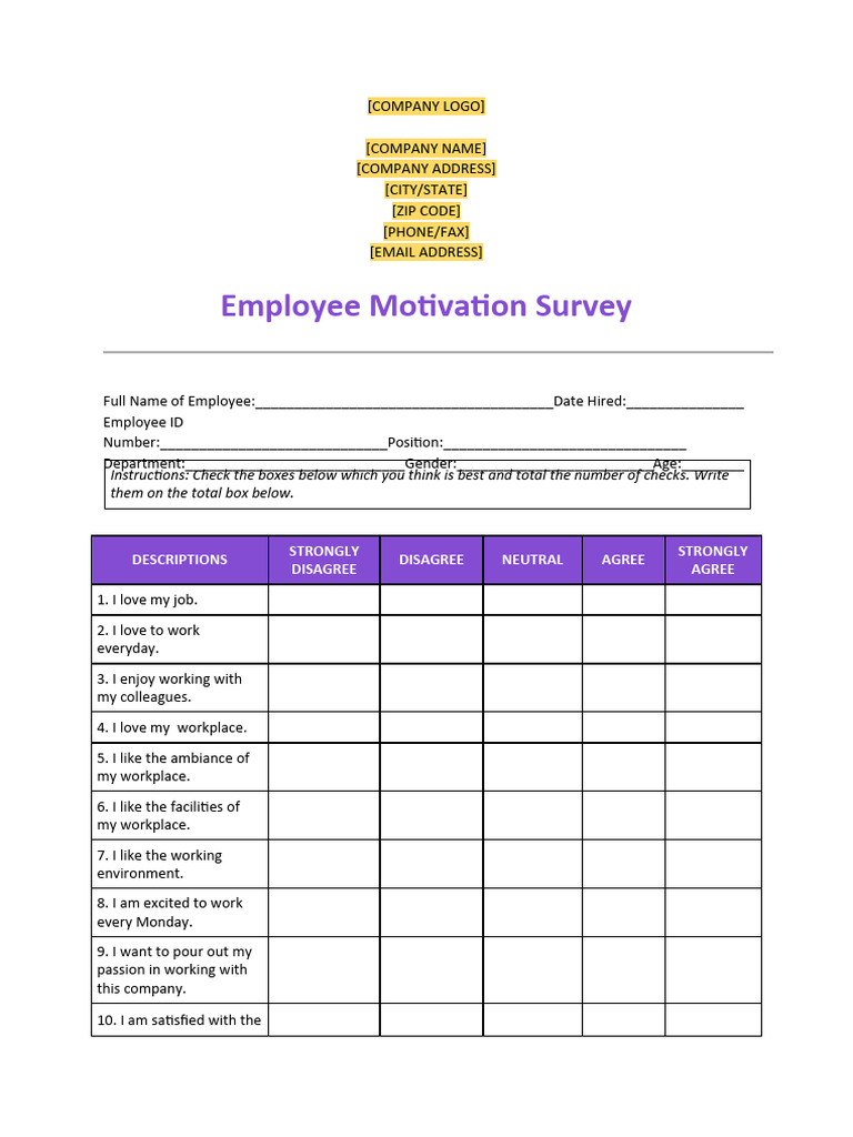 Employee Motivation Survey | PDF | Social Psychology | Industrial ...