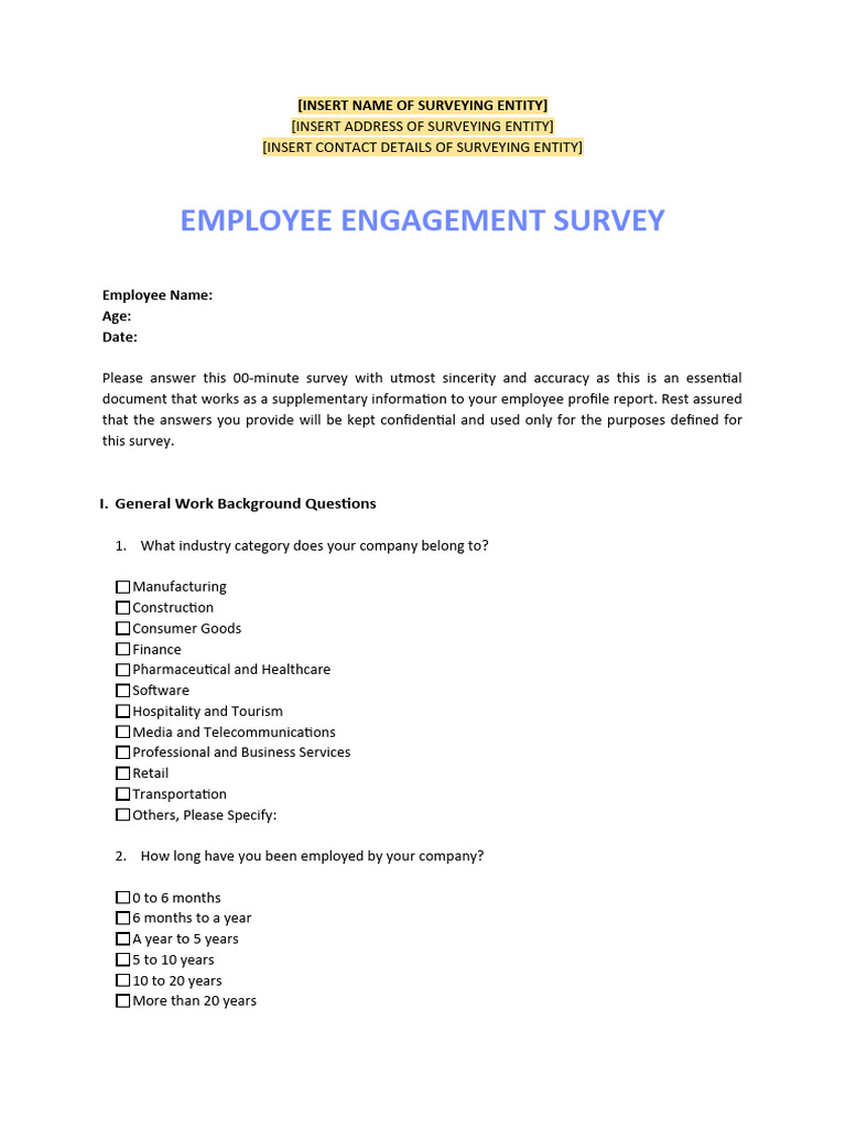 Employee Engagement Survey | PDF | Employment | Business Economics