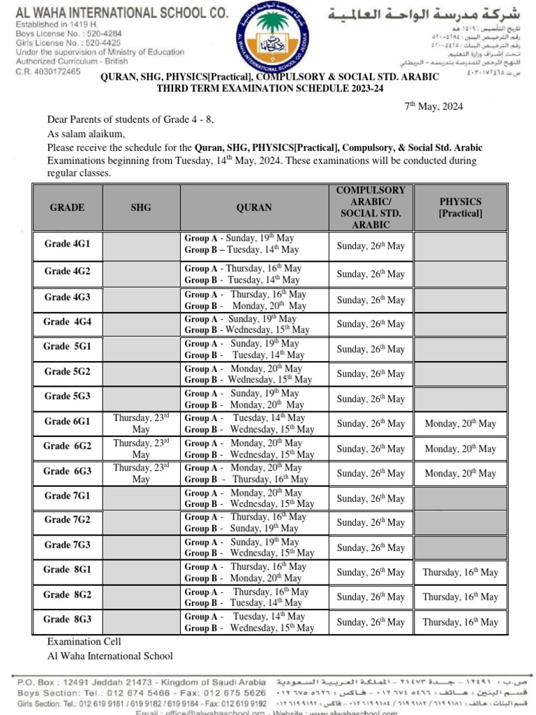 GR 4-8 (Girls) SHG, Quran, Phy Pract. & Comp. SocialArabic | PDF
