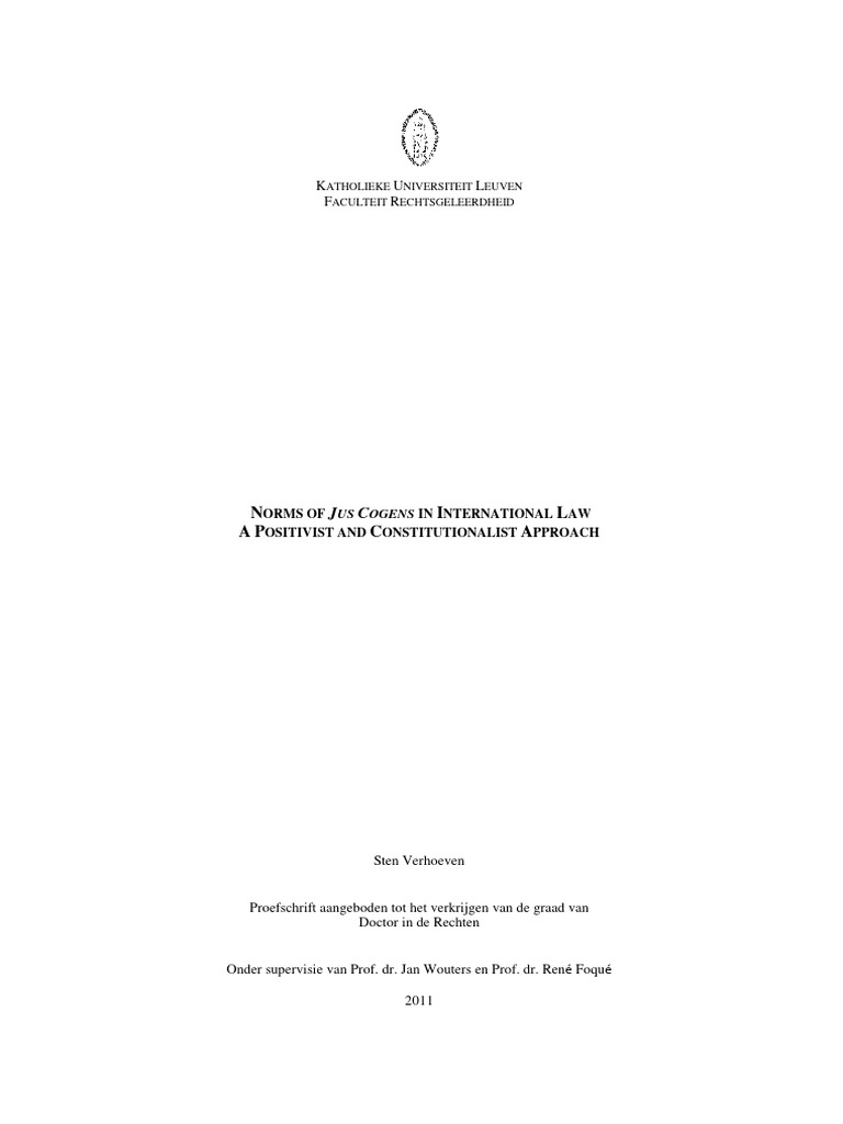 Norms of Jus Cogens | PDF | International Law | Political Science