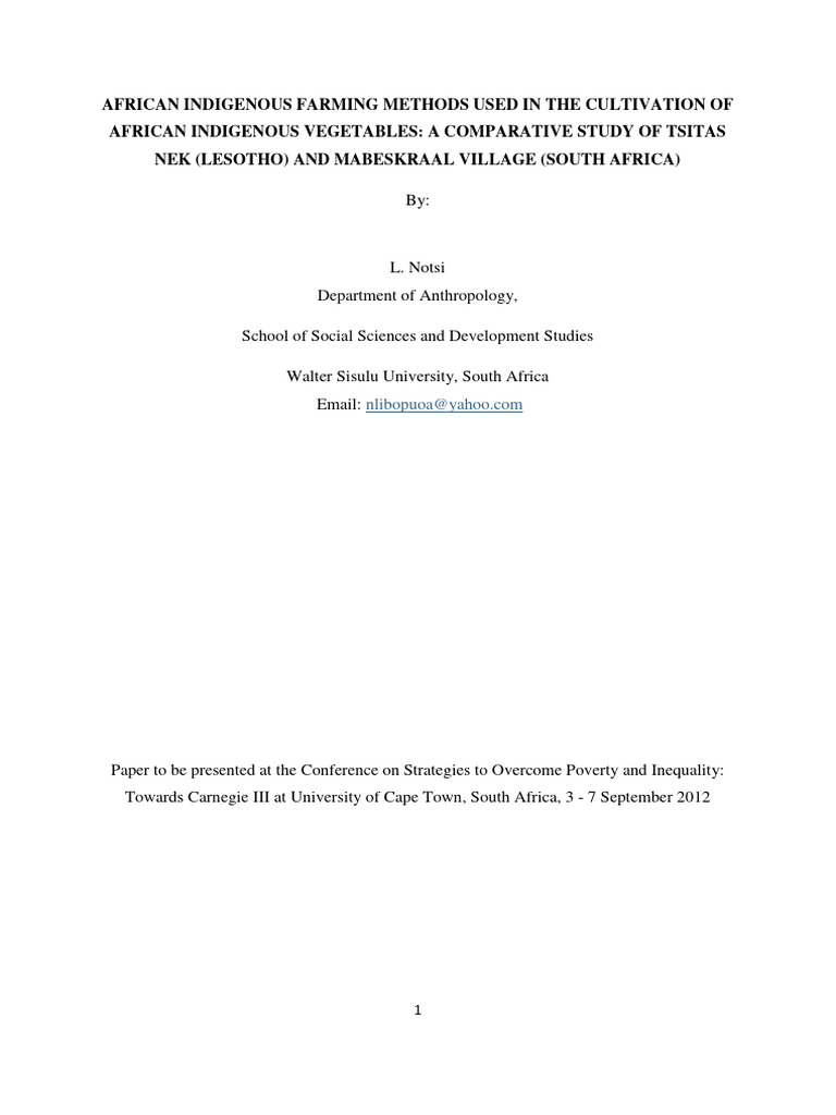 Indigenous Farming in Mabeskraal Village | PDF | Agriculture | Food ...