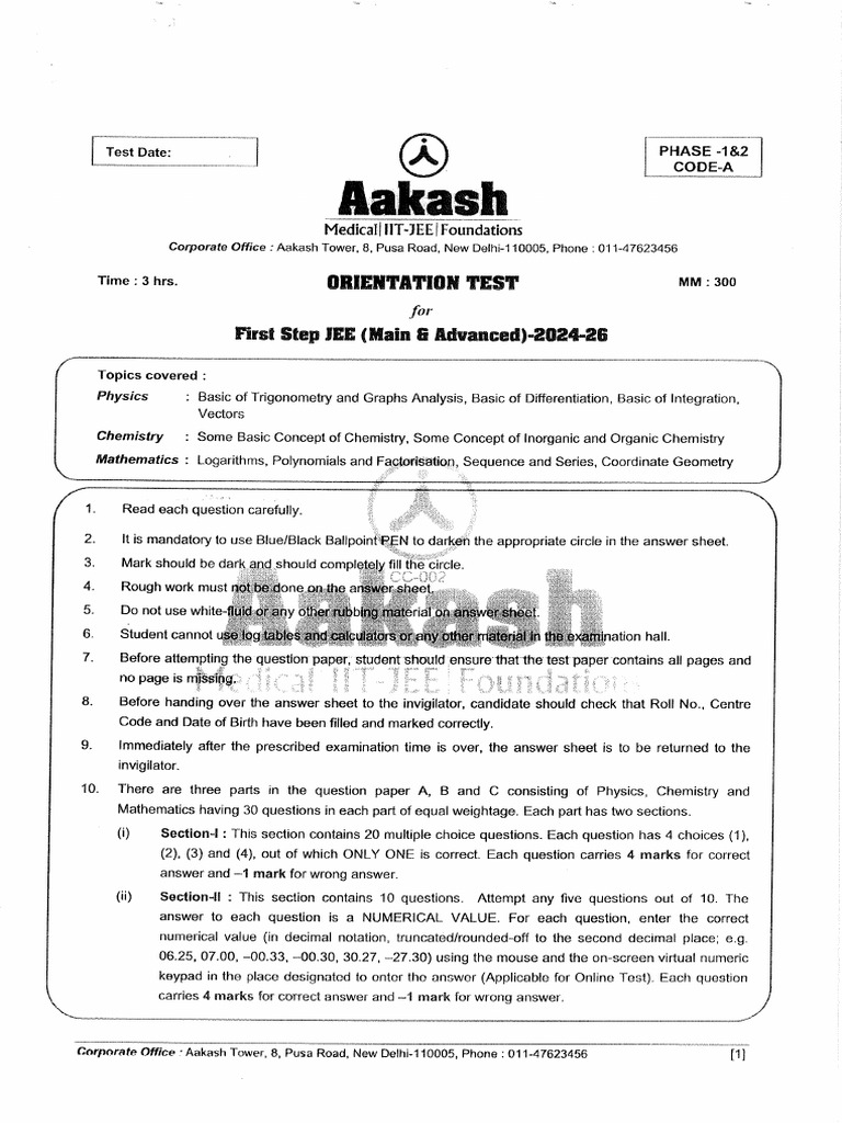 Orientation Test | PDF