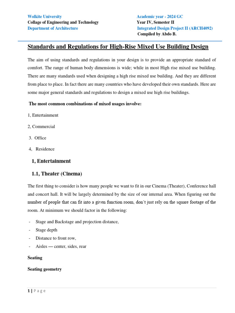 Standards and Regulations For High Rise Mixed Use Building Design | PDF ...