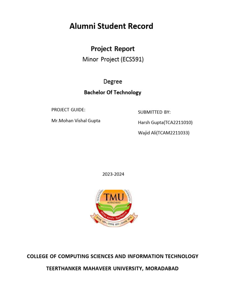 G9 Alumni Student Record PROJECT REPORT | PDF | Databases | World Wide Web