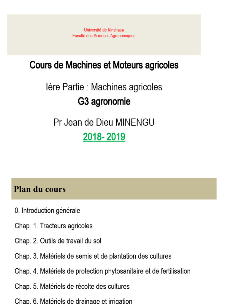 Cours de machines et moteurs | PDF | Charrue | Faucheuse (machine agricole)