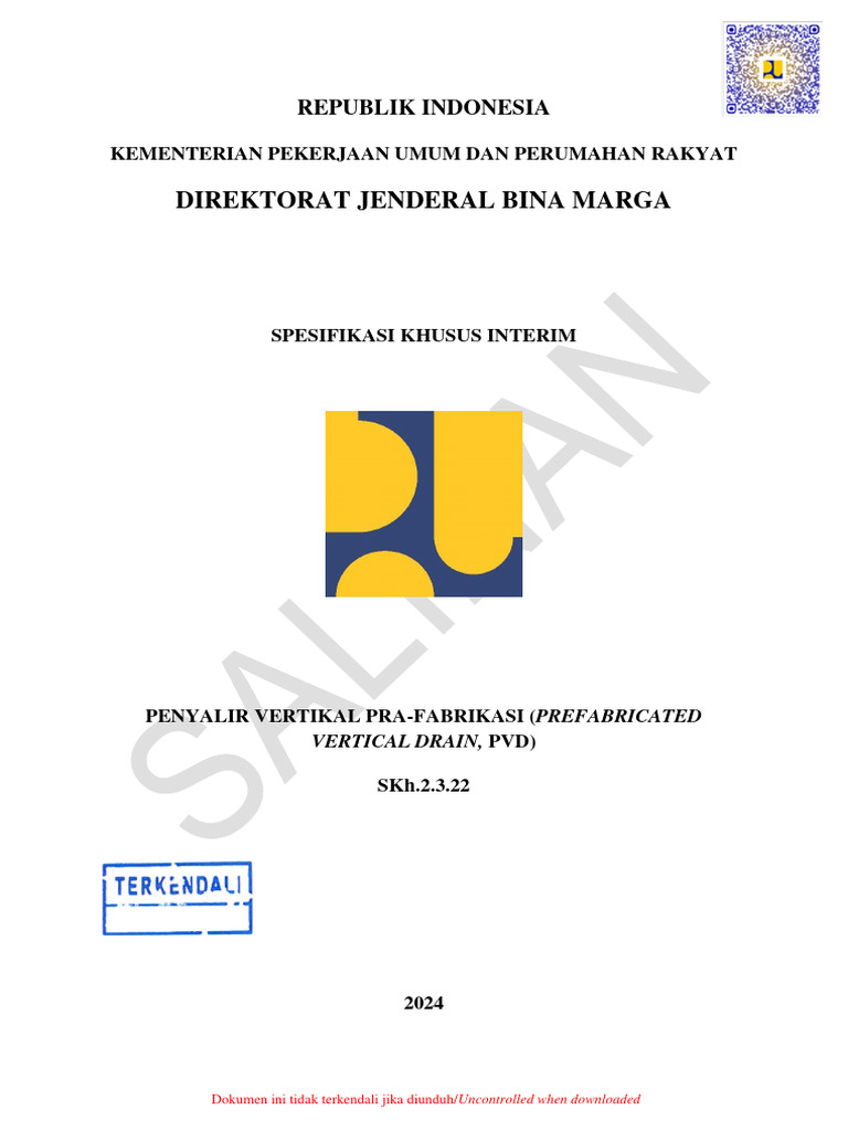 Spesifikasi PVD untuk Drainase Vertikal | PDF