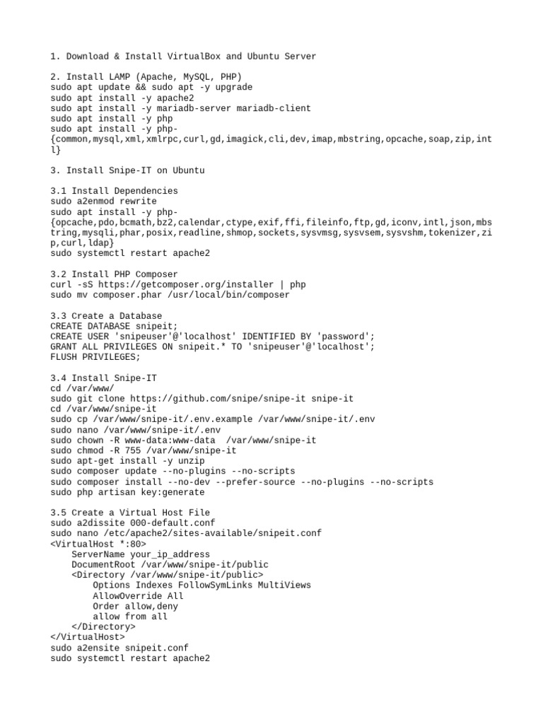 Install Snipe It | PDF | Business | Technology & Engineering
