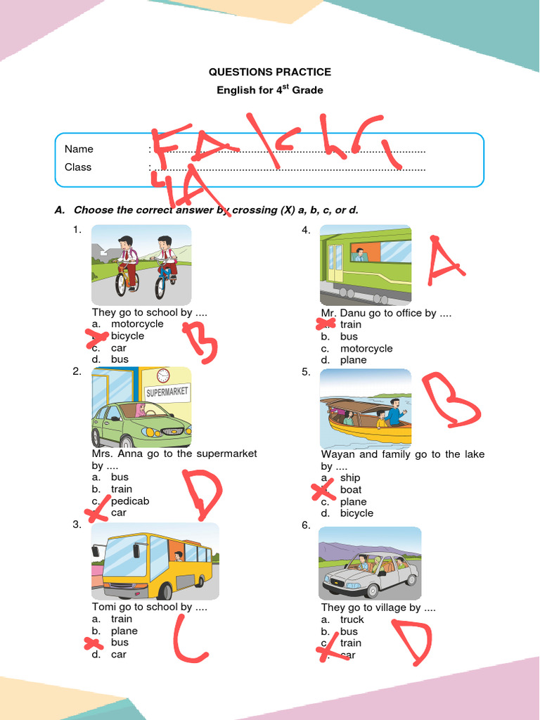 4th Grade English Practice Quiz | PDF