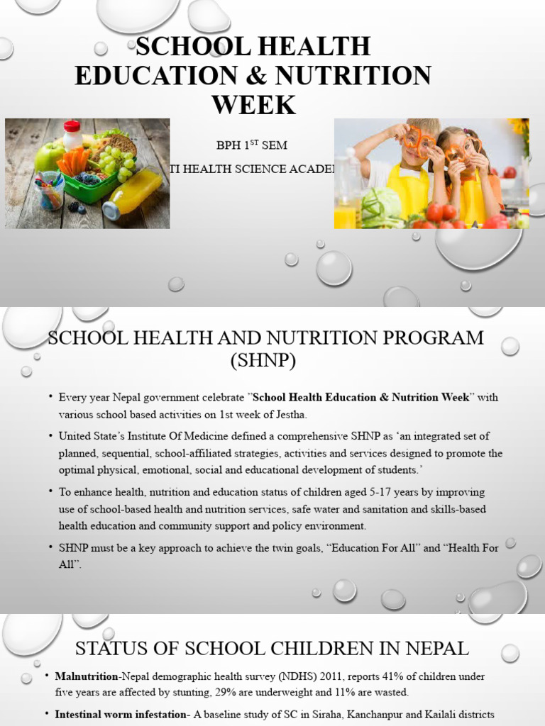 School Health Education & Nutrition Week | PDF | Wash | Breastfeeding
