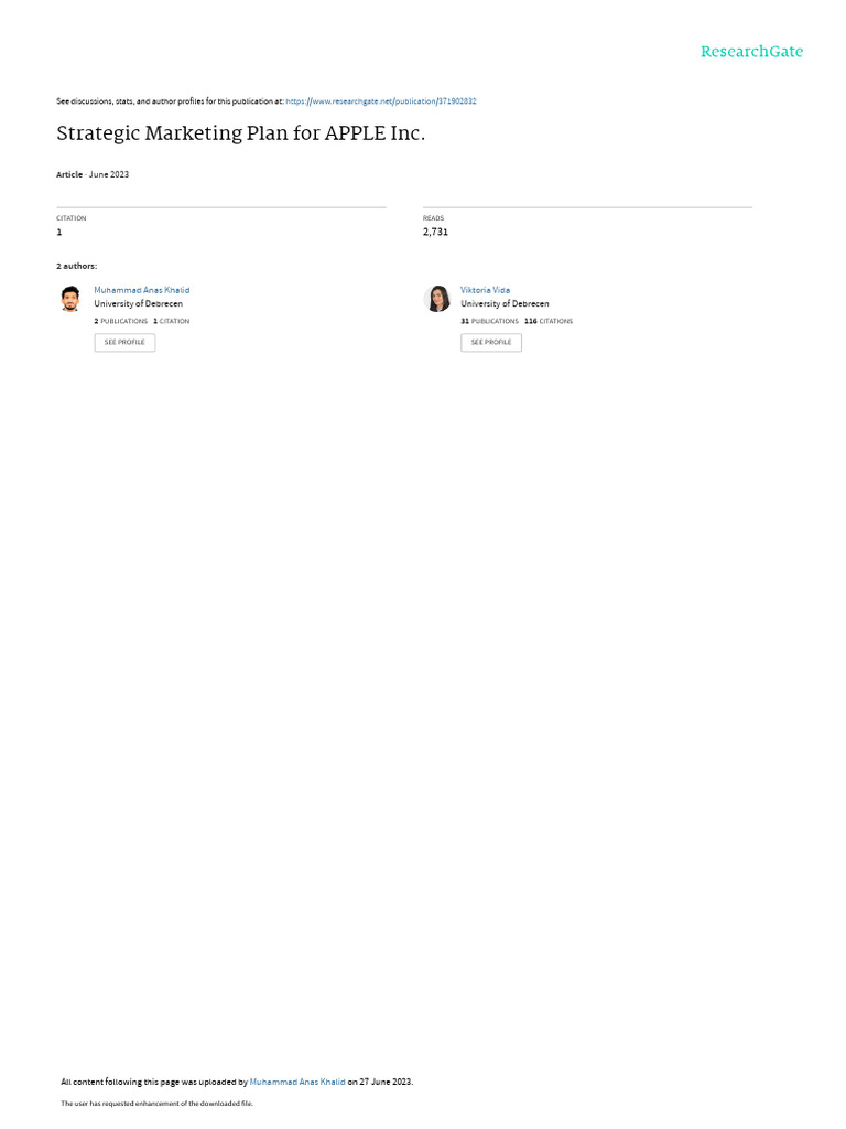 Strategic Marketing Planfor APPLEInc | PDF | Apple Inc. | Swot Analysis