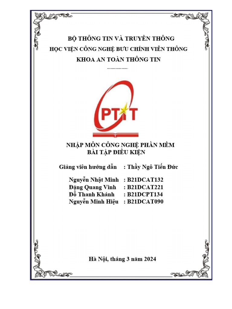 NMCNPM - Nhóm 02 - Nhóm BTL 11 - BT nhóm số 1 | PDF