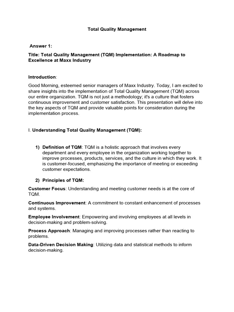 Total Quality Management | PDF | Performance Indicator | Sampling ...