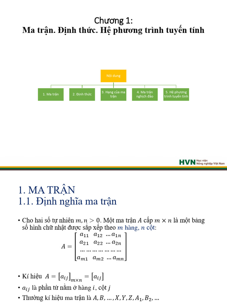 Slide Chuong 1 (Phan1) - Ma Tran - Dinh Thuc | PDF