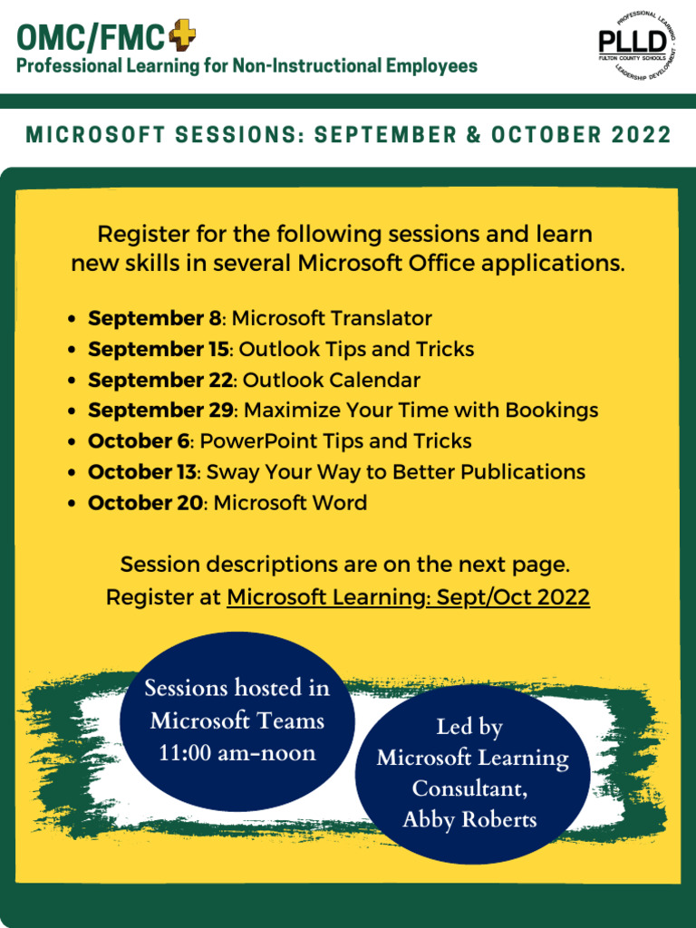 Microsoft Learning Sept & Oct 2022 | PDF | Microsoft Outlook ... Microsoft Learning Sept & Oct 2022 | PDF | Microsoft Outlook ...