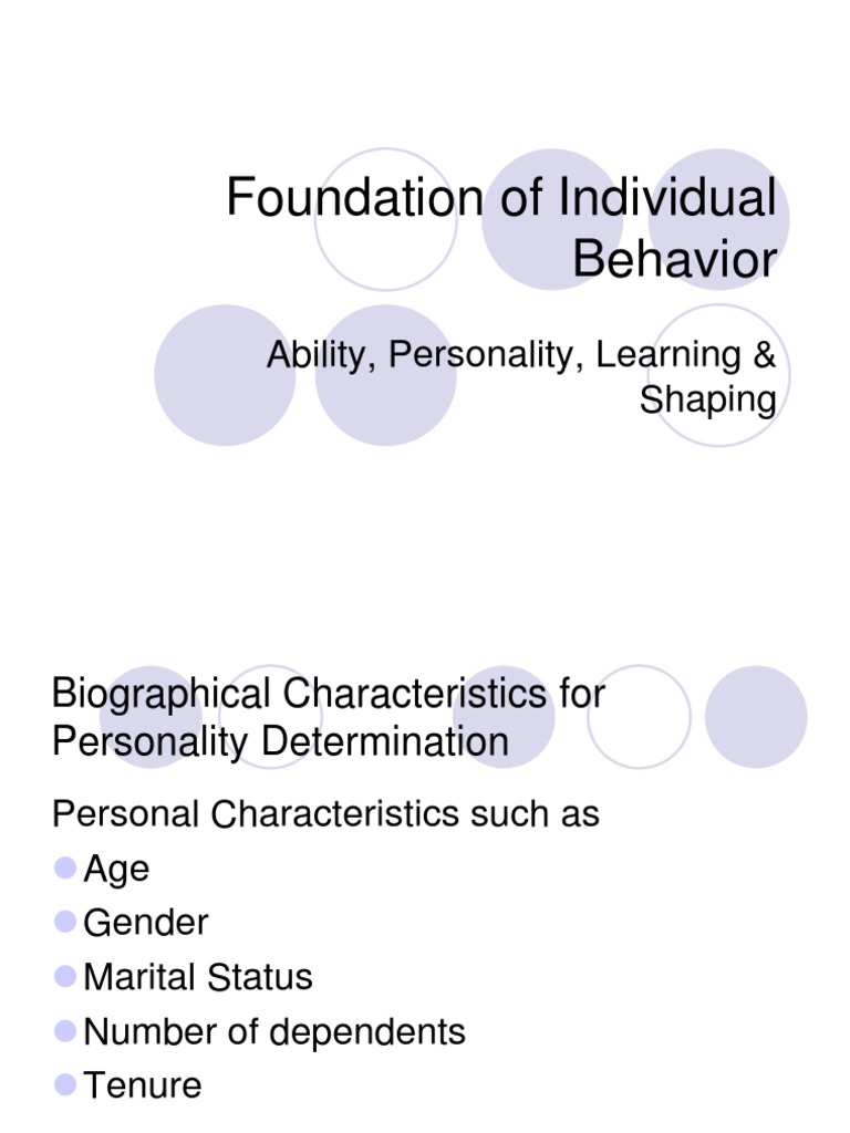 Foundation of Individual Behaviour | PDF | Reinforcement | Extraversion ...