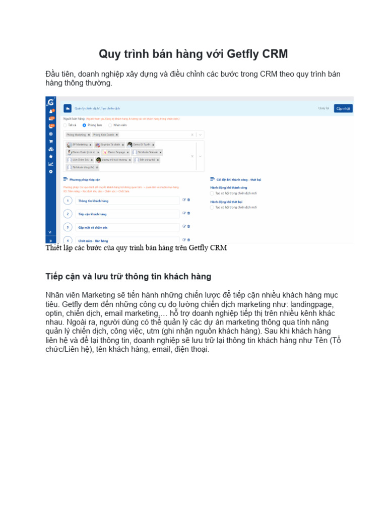 Quy Trình Bán Hàng V I Getfly CRM | PDF
