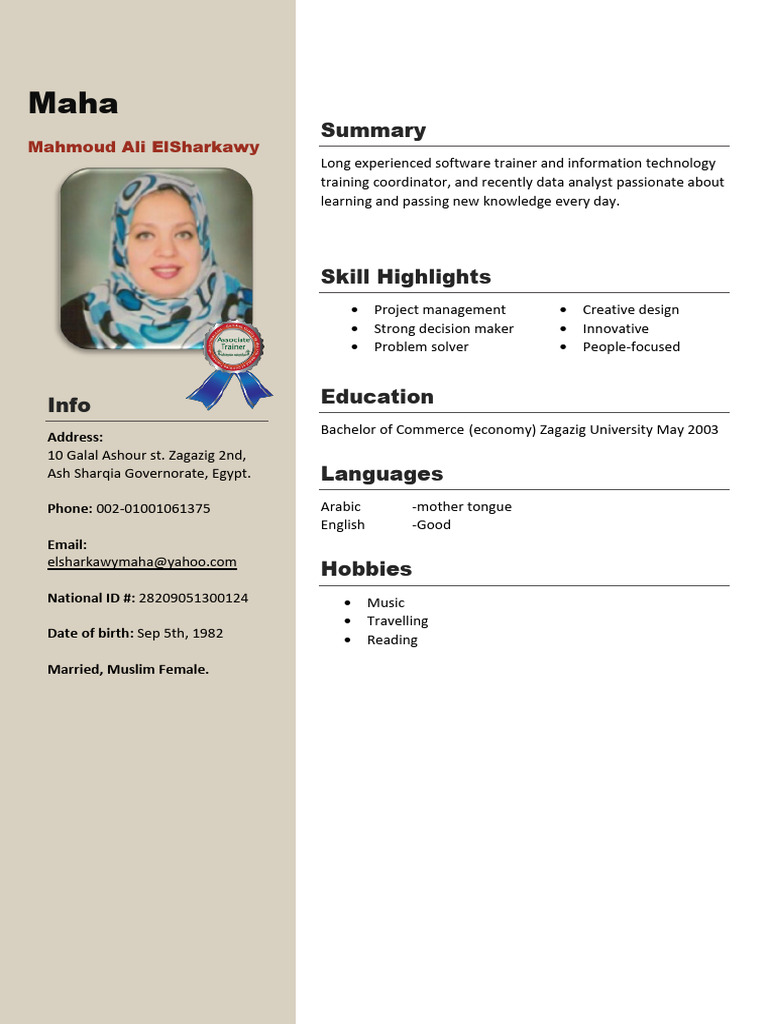 Maha Elsharkawy Resume & Certificate 2023-1 | PDF | Microsoft Office ...