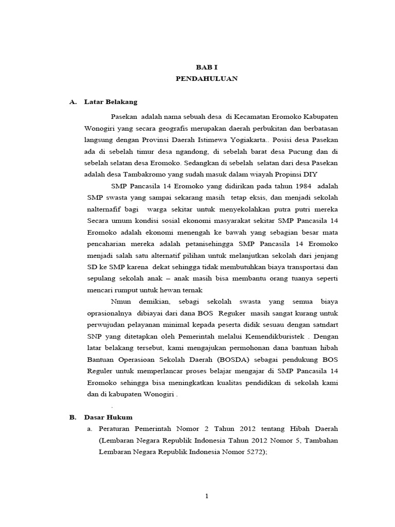 Proposal Dana Hibah BOSDA 2024 | PDF